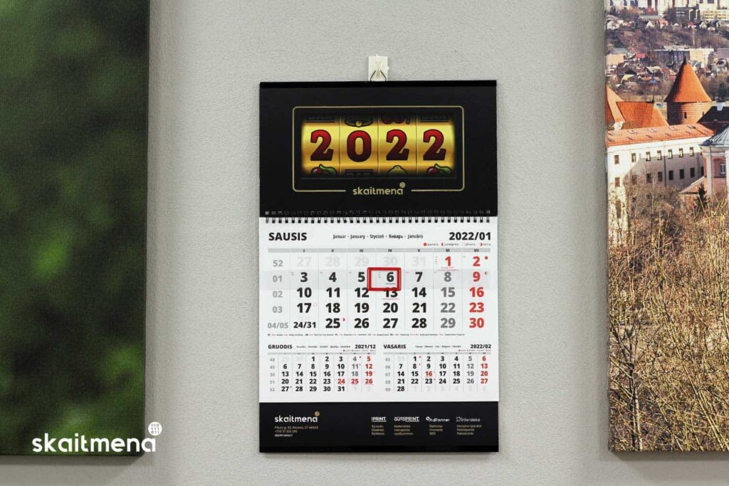 Kalendorių gamyba 2025 | Staliniai ir trijų dalių kalendoriai